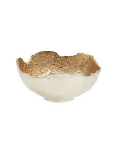 DION LARGE TWO TONED SILVER AND GOLD FINISH BOWL