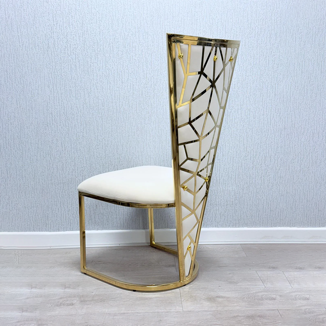 Florence High Back Cream/Gold Plush Velvet Dining Chair
