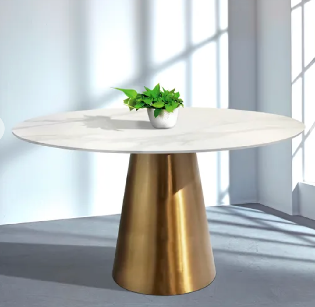Orbit White Round Ceramic Dining Table