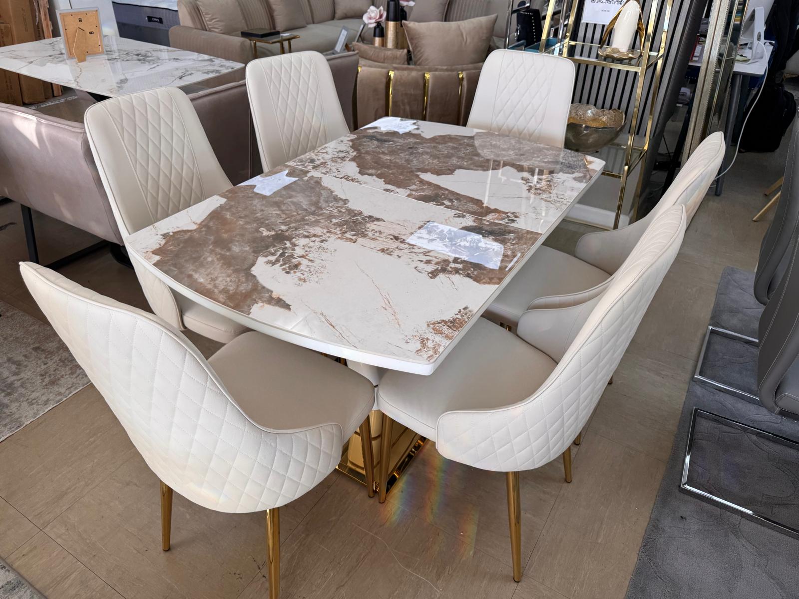 Camden Extendable 140cm–180cm Dining Table with 6 Lambo or Grace Chair