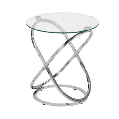 Rizzo Chrome End Table Glass Top
